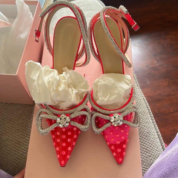 mach and mach | Shoes | Mach And Mach Double Bow Pink Pvc Heels 0mm 395 ...